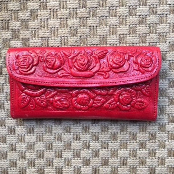Leather Tooled Purse With Rose - Etsy