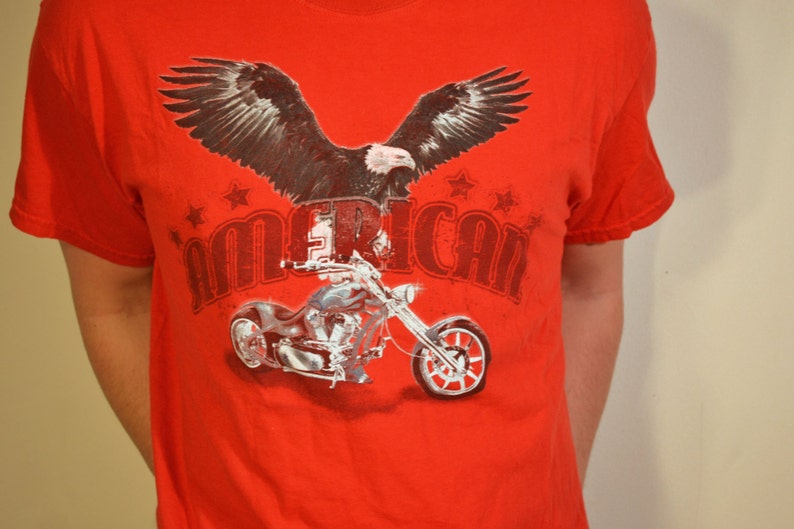Mens Motorcycle Shirt, Red ,american T-shirt, Men's, L,shirt ,eagle ...