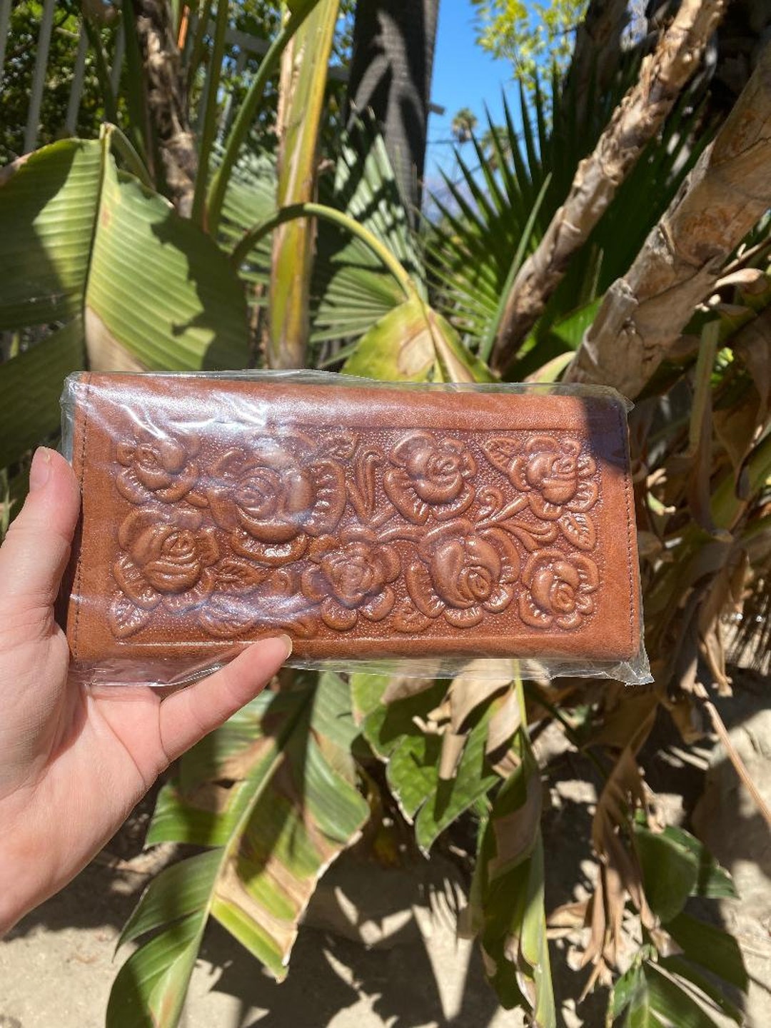 Tooled Leather Wallet ,roses,rose Wallet,tooled Leather,roses,caramel ...