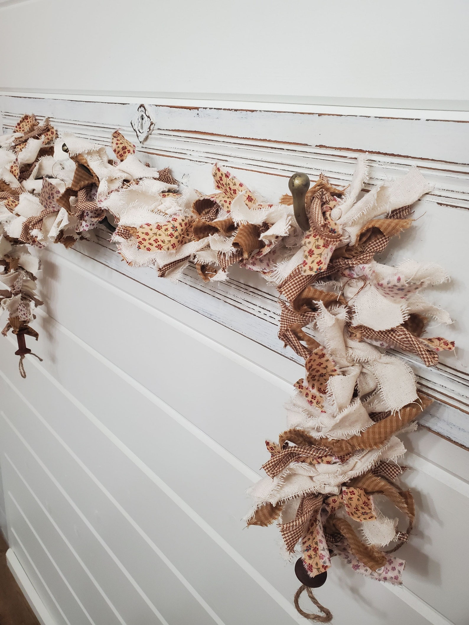 Country Rag Garland, Primitive Garland, Rustic Farmhouse Banner ...