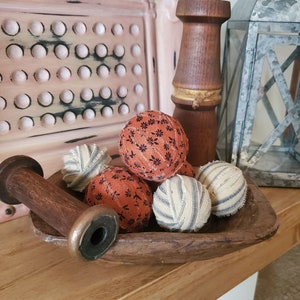 Primitive Fall Rag Balls, Fall Bowl Fillers, Rag Balls, Set of Six ...