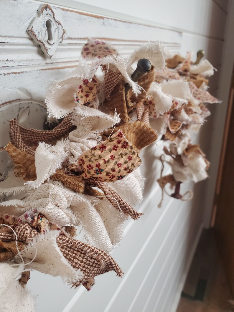 Country Rag Garland, Primitive Garland, Rustic Farmhouse Banner ...
