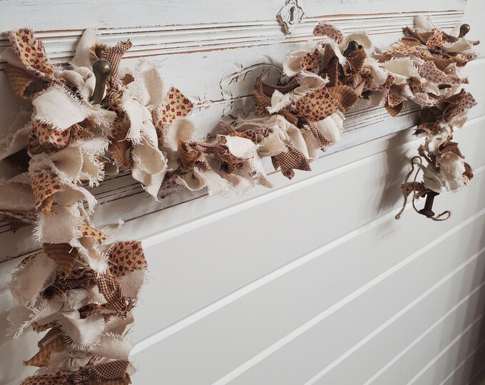 Country Rag Garland, Primitive Garland, Rustic Farmhouse Banner ...