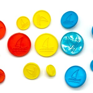 12 Pcs Vintage Sailboat Pattern Shank Buttons - Nylon, 3 Sizes ...