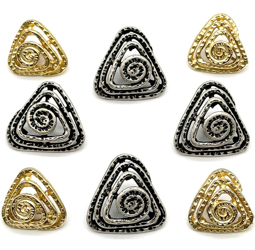 6 Vintage Triangle Shank Buttons: Metal Sewing Embellishments - Etsy