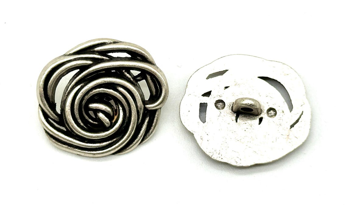 6 Vintage Rose Shank Buttons: Antique Gold & Silver, Metal Sewing ...