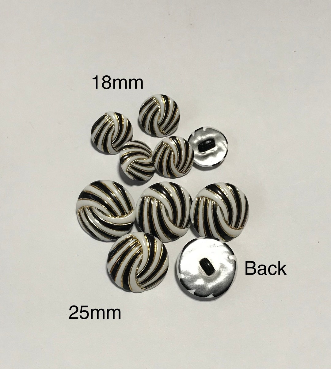 5 Buttons1 Package Vintage weave or Knot or Braid Color is Black/white ...