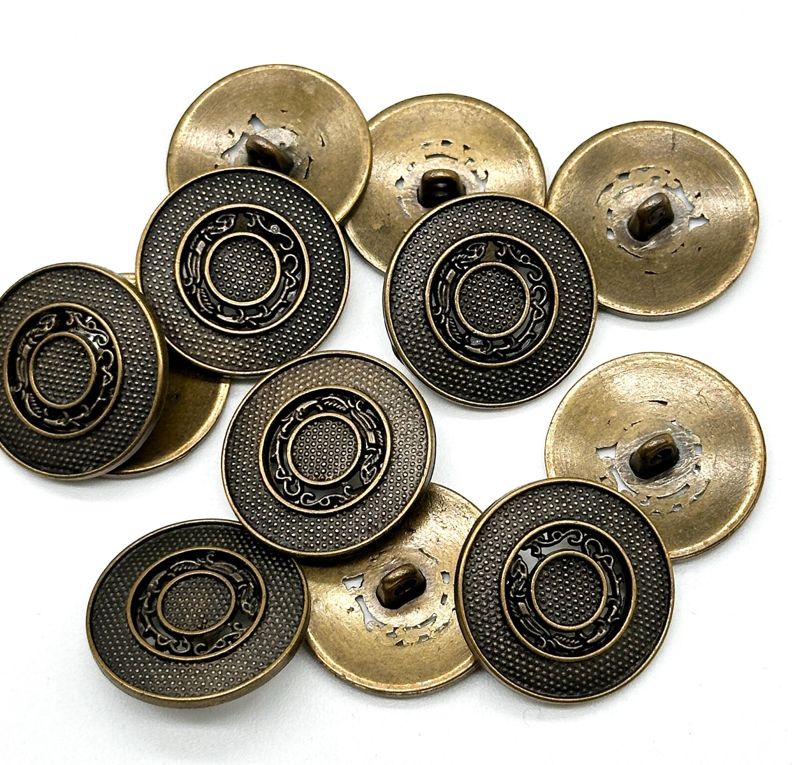 Vintage Filigree Metal Shank Buttons: Clothing Accessories, Set of 12 ...