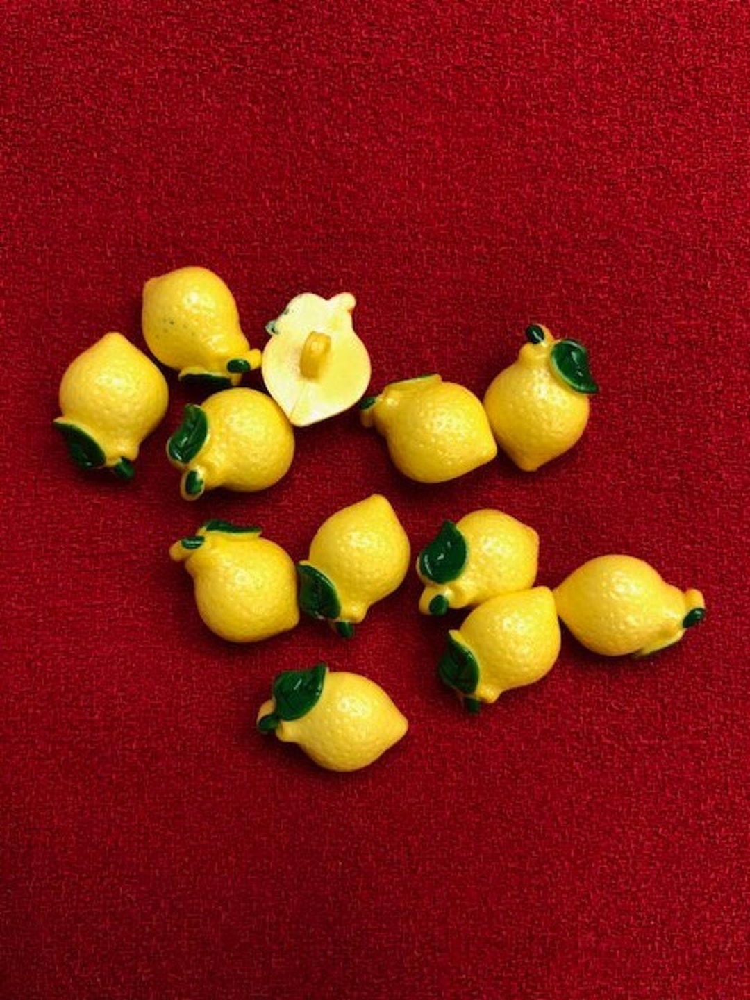 Lemon Shaped Buttons, Lemon Shank Buttons, Fruit Buttons, Vintage ...