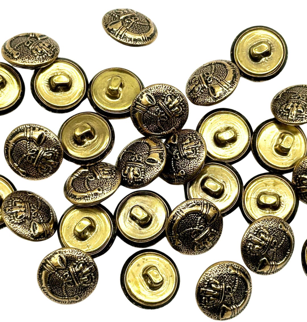 Vintage Gold Crown & Horn Buttons: Military Style, Set of 12 - Etsy