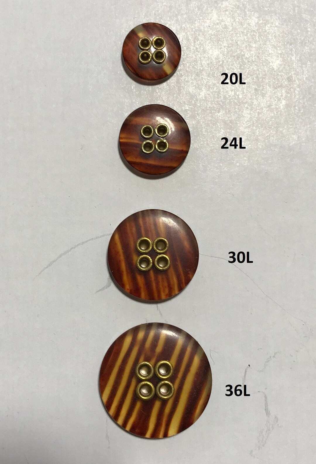 One Package 12 Buttons Vintage tortoise/gold Eyelets 4 Hole Buttons ...