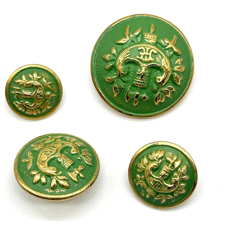 6 Pcs Vintage Coat of Arms Metal Shank Buttons Gold Base in Various ...