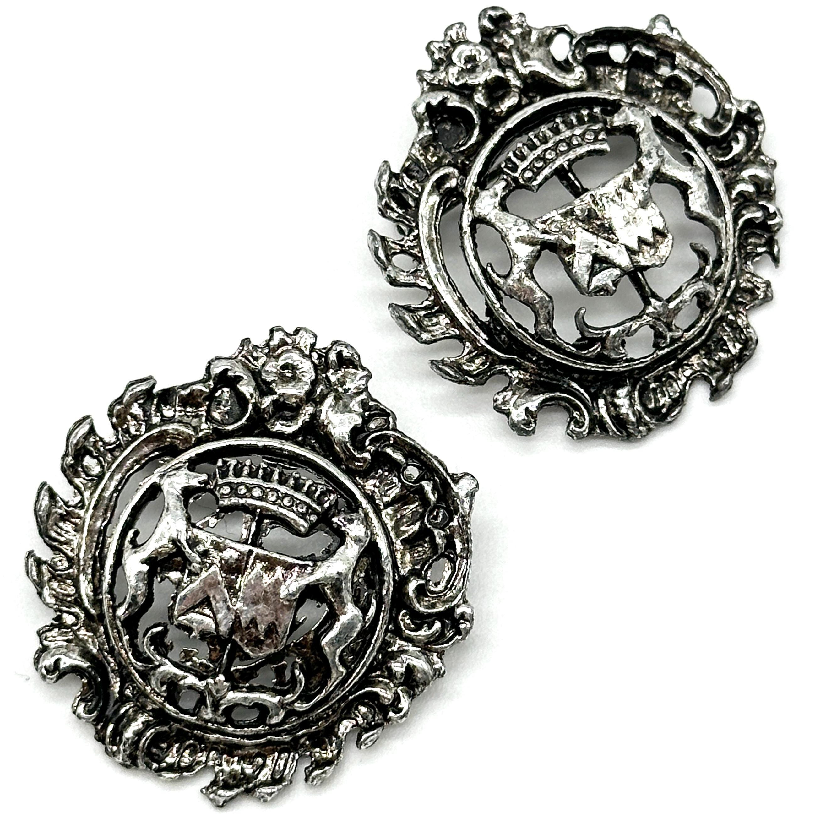 2 Vintage Royal Coat of Arms Pins: Antique Silver Sewing Buttons - Etsy