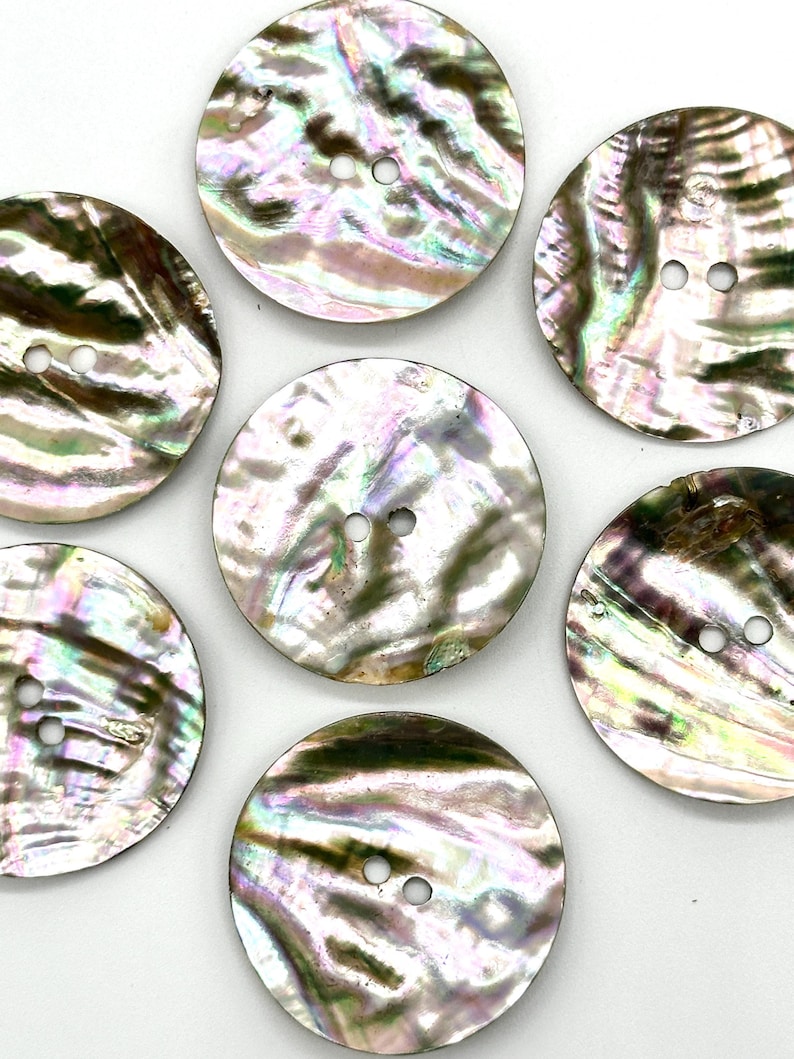 Vintage Abalone Shell Buttons: Pearlescent Sewing Supplies (30-40mm) - Etsy