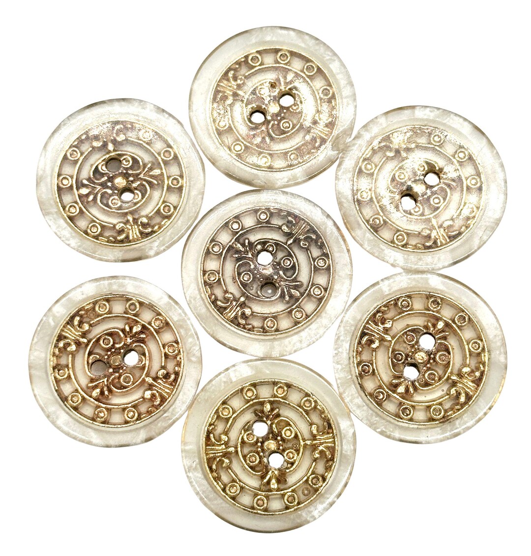 Vintage Steampunk Buttons: Epoxy Embedded, 1980s Italian Design - Set ...