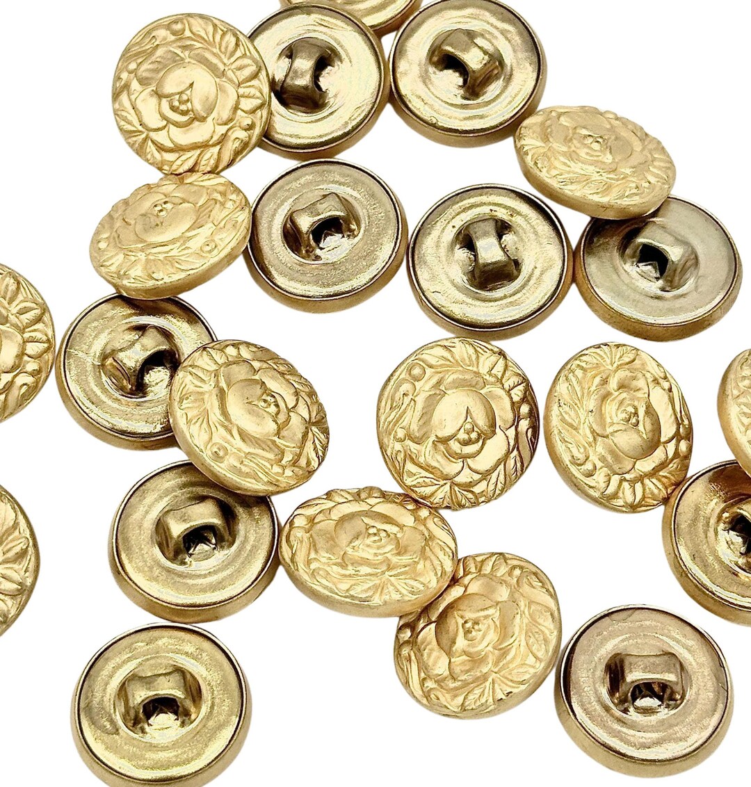 Vintage Matte Gold Flower Buttons: 1970s Metal Shank Buttons (set of 6 ...