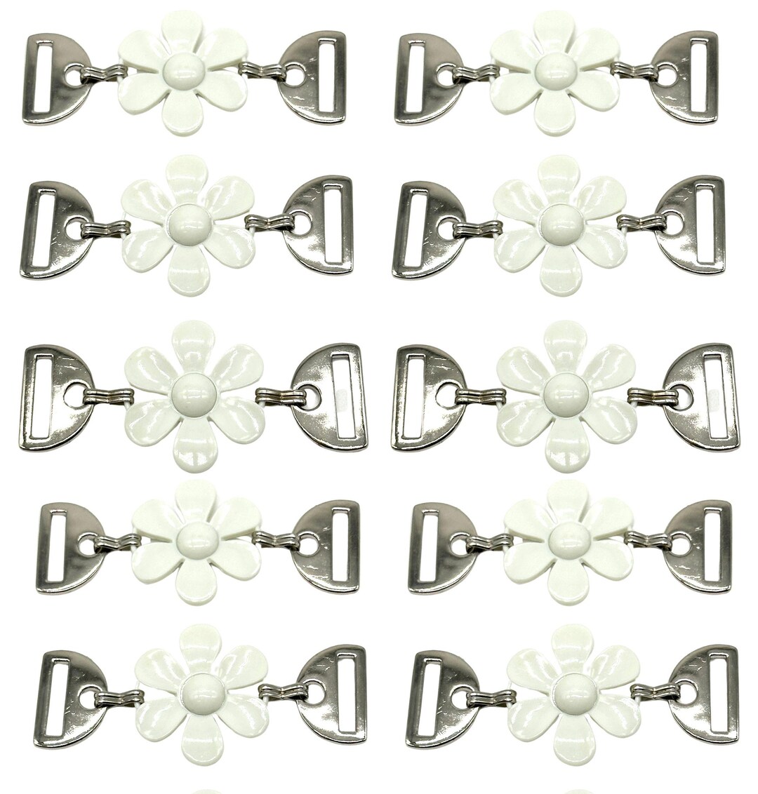 Vintage White Floral Buckle: Silver Metal Accent, Sewing Supplies - Etsy
