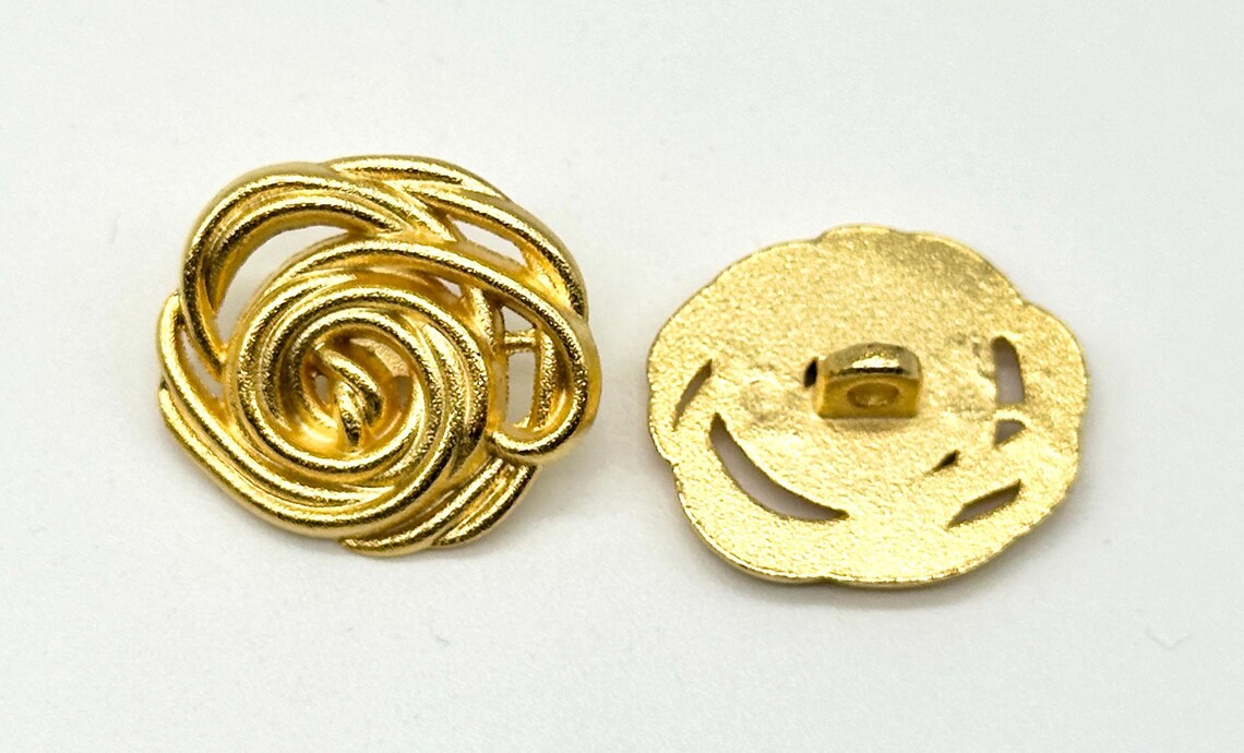 6 Vintage Rose Shank Buttons: Antique Gold & Silver, Metal Sewing ...