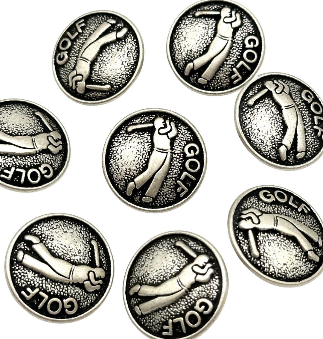 12 Pcs Vintage Golf Shank Buttons | Antique Silver Metal Buttons ...