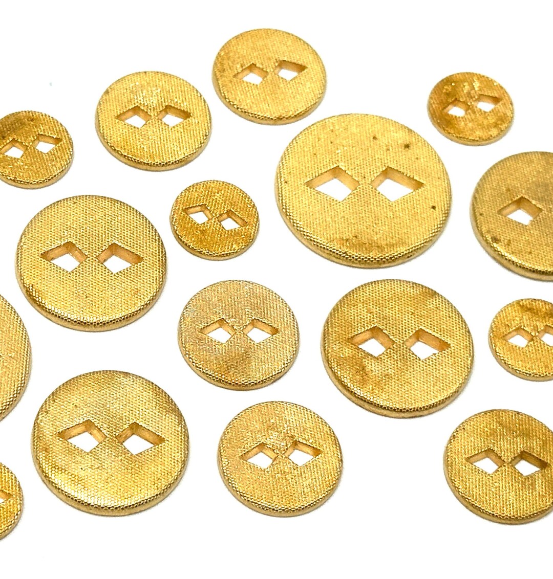 12 Pcs Vintage Gold Two-hole Metal Buttons for Sewing & Craft ...