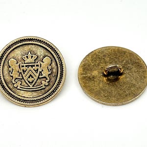 12 Vintage Military Coat of Arms Buttons: Antique Gold & Silver Crest ...