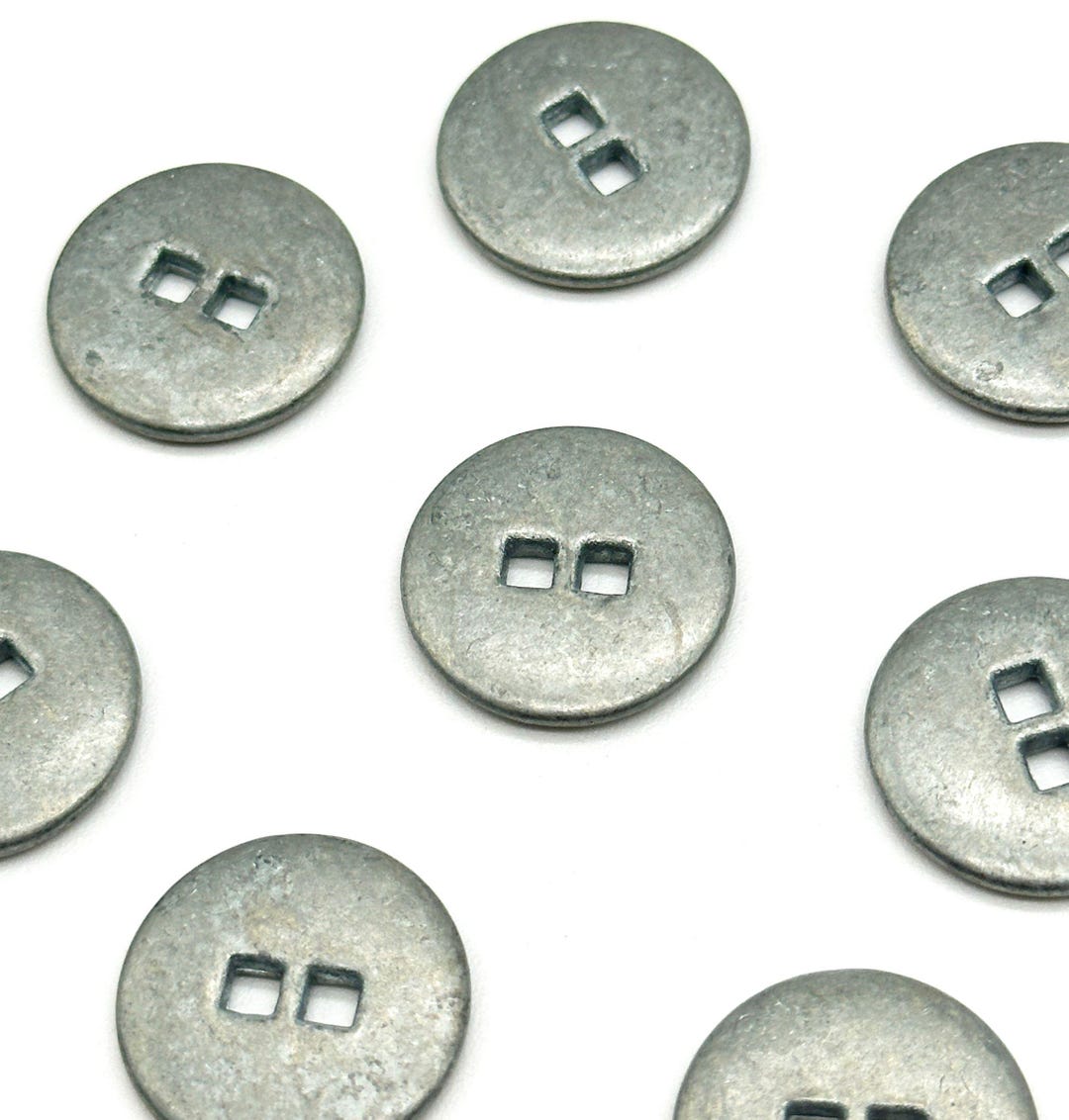 12 Vintage Metal Buttons: Tarnished Lead Finish, 2-hole Design - Etsy