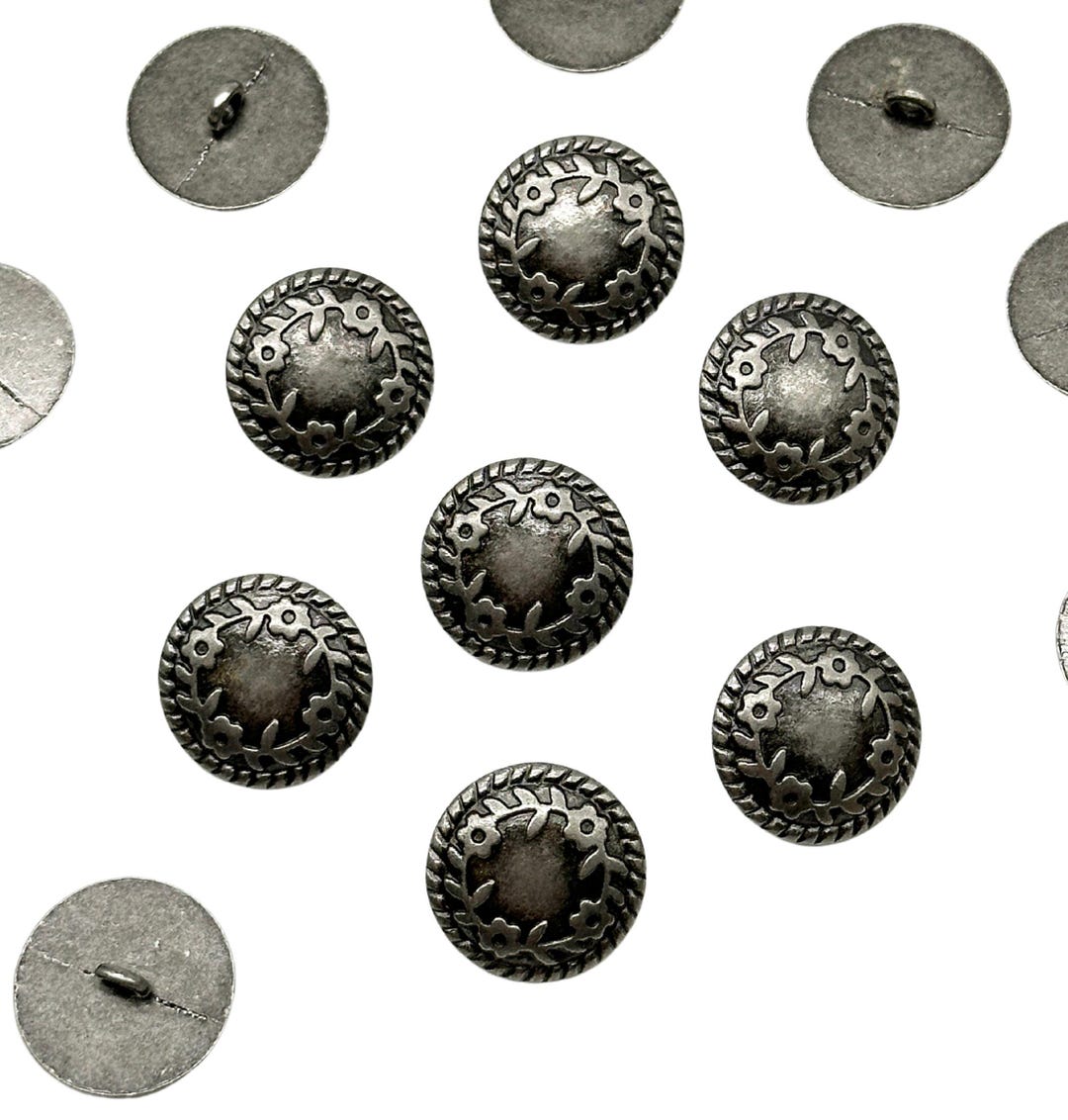 Vintage Shank Clothing Button in Antique Nickel Flower Design for ...