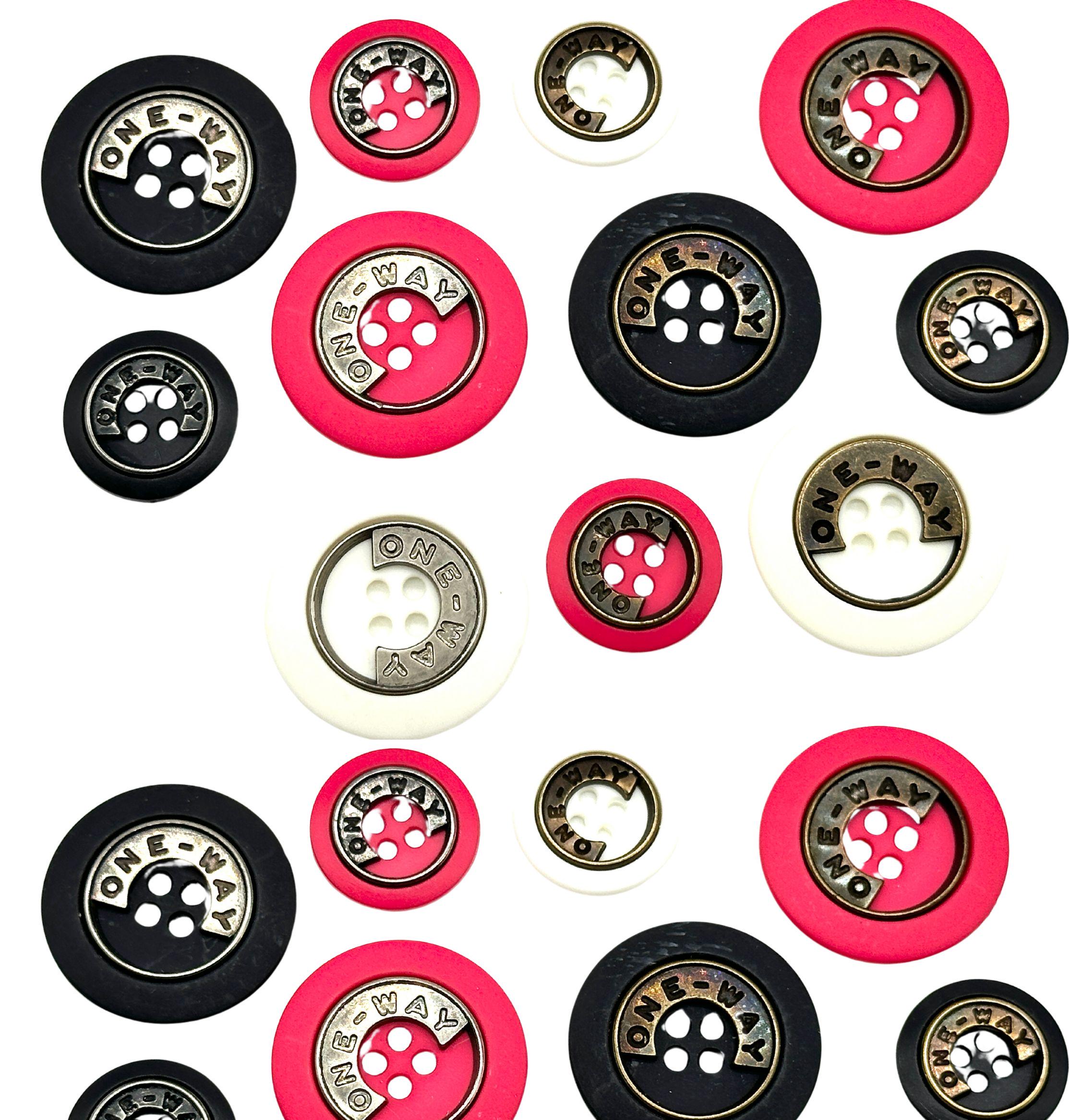 Vintage "one Way" Logo Buttons: Metal Center, Colored Base (1 Dozen) - Etsy