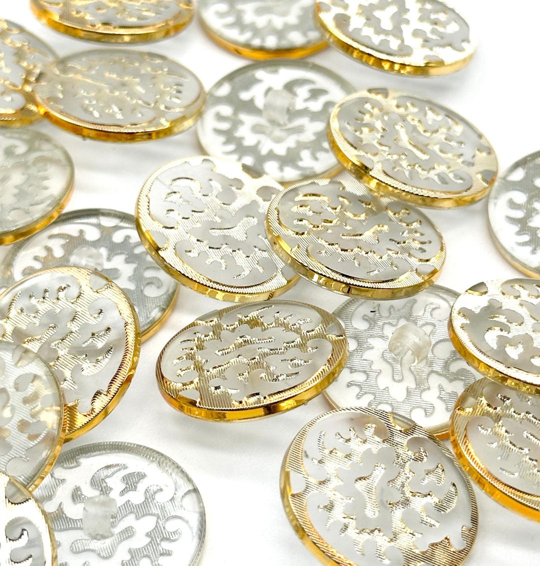 Vintage Clear & Gold Baroque Shank Buttons - Set of 12 - Etsy