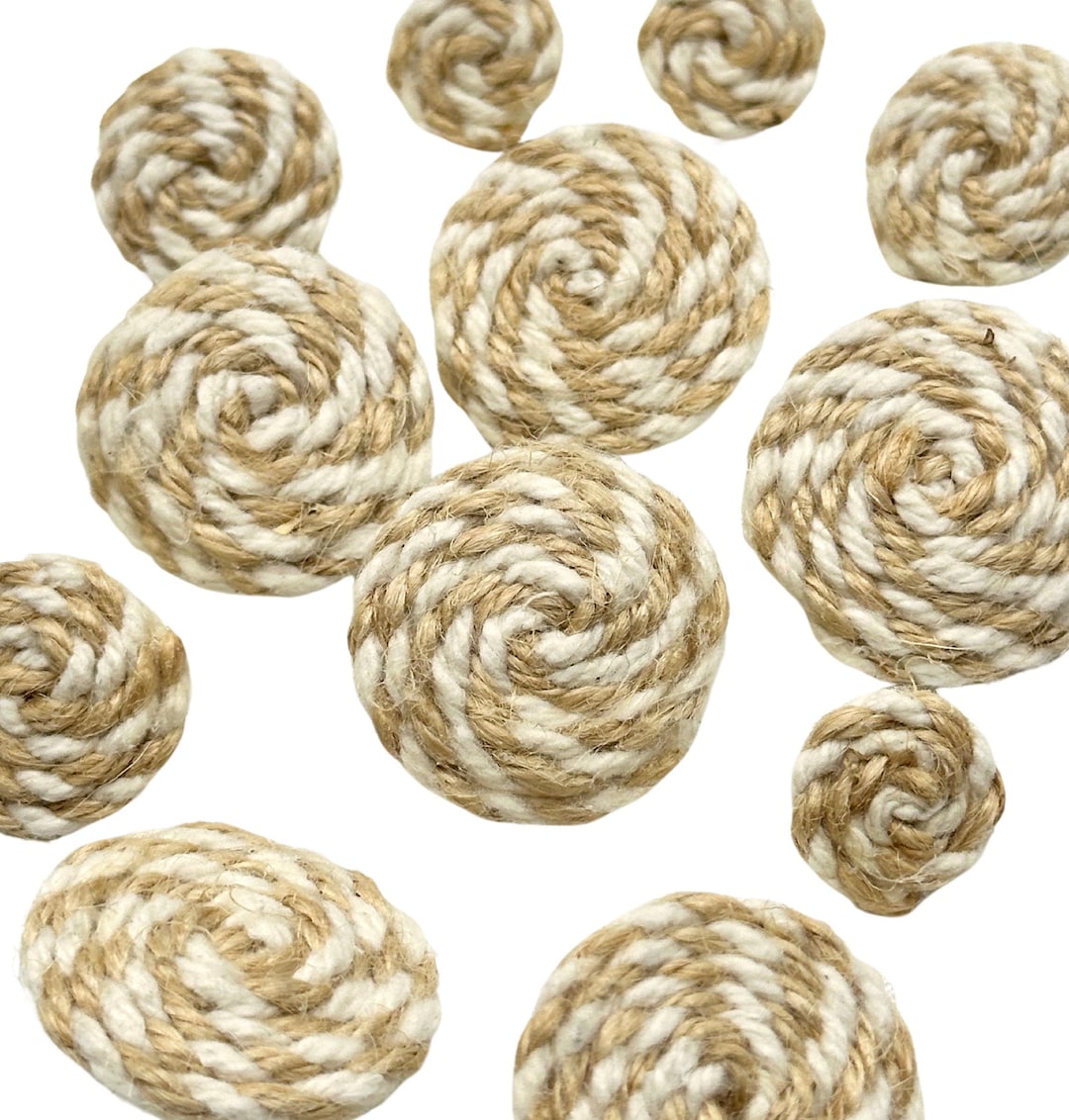 6 Pcs Vintage Braided Shank Buttons Beige Camel Mix - Antique Rope ...