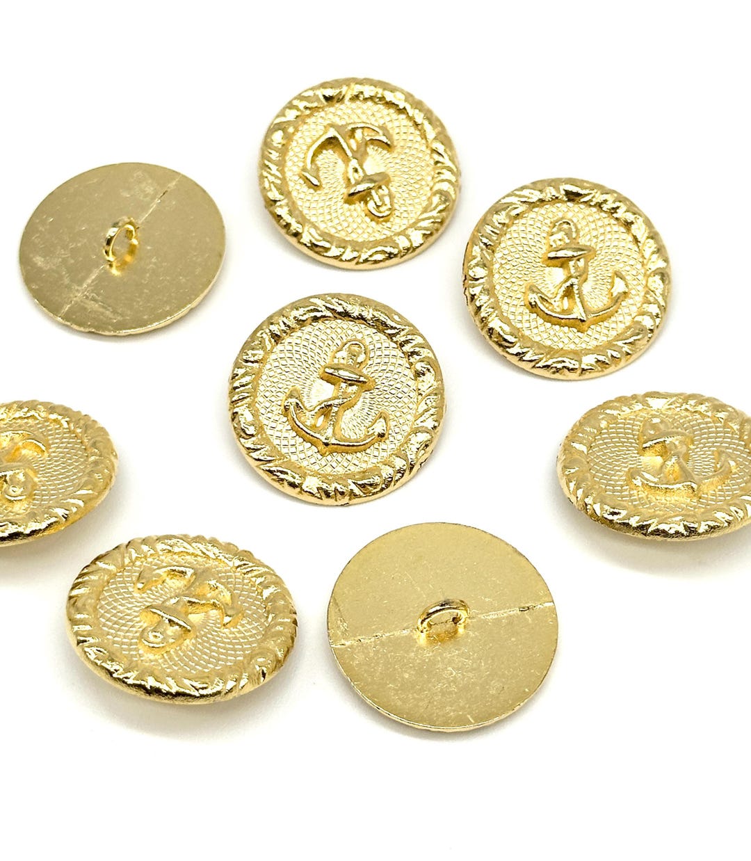 12 Vintage Gold Anchor Buttons: Nautical Sewing Supplies - Etsy