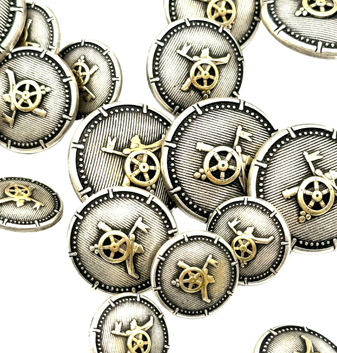 12 Vintage Mirrored Pirate Ship Buttons: Silver or Gold Shank Buttons ...