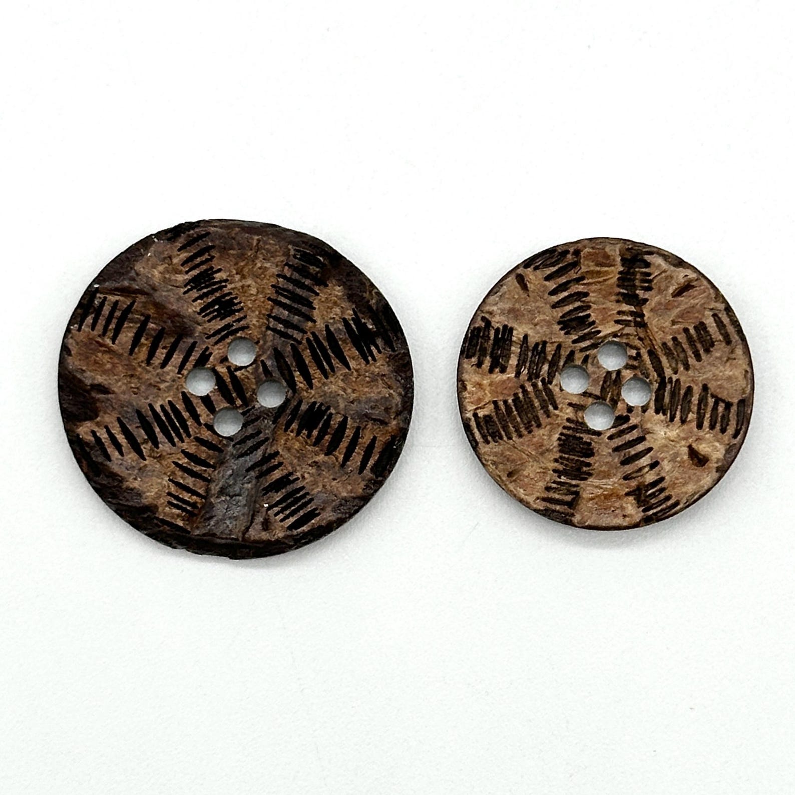 Vintage Laser Etched Coconut Shell Buttons: Sewing & Craft Supplies - Etsy