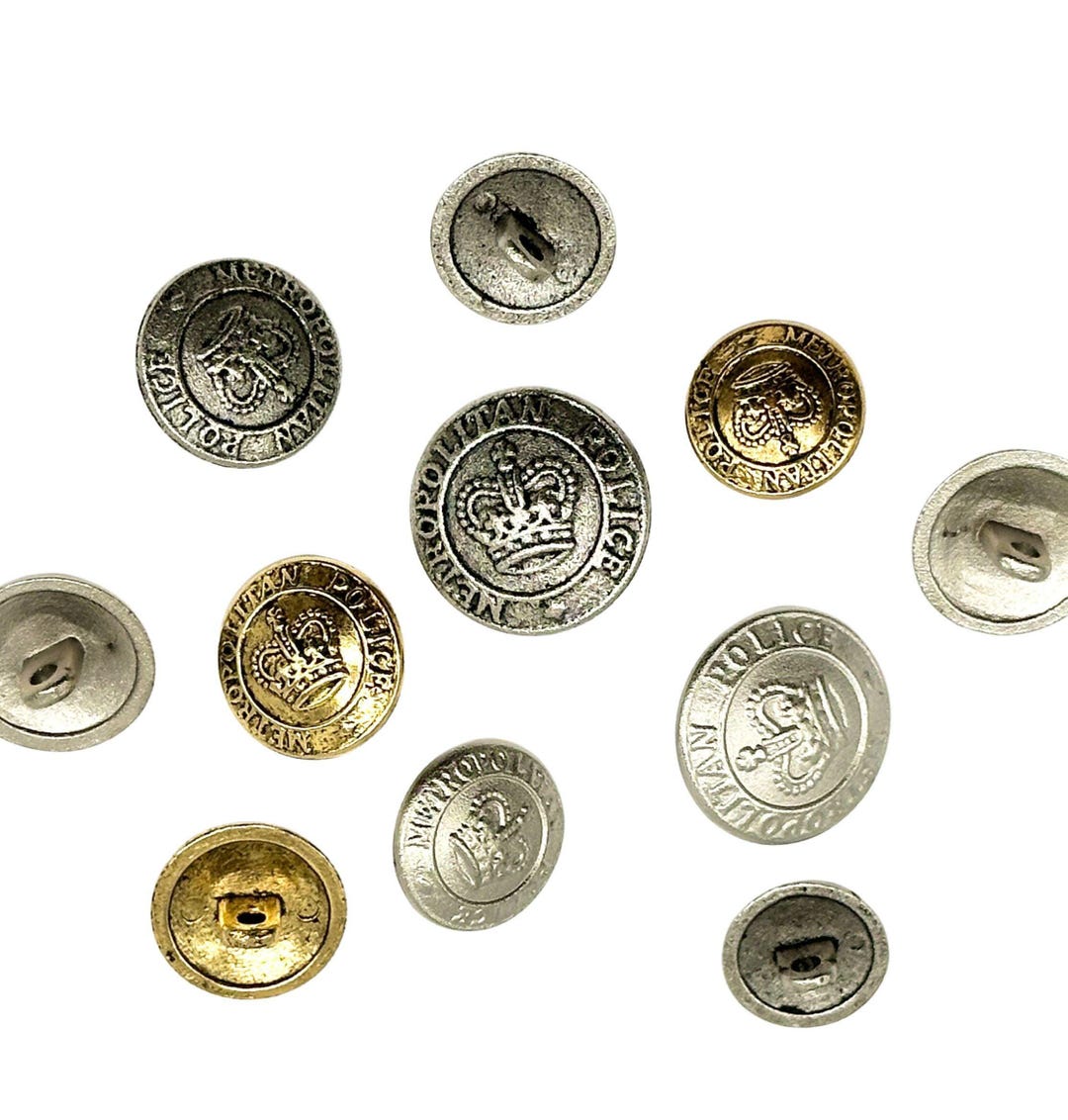 Vintage Metropolitan Police Buttons: Coat of Arms Metal Shanks, Set of ...
