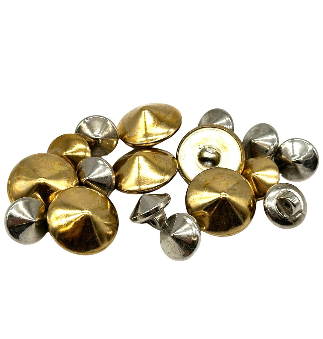 12 Pcs Cone Shaped Shiny Gold & Silver Shank Buttons for Jackets ...