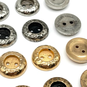 6 Pcs Vintage "hammered" Look 2-hole Metal Buttons | Decorative Gold ...