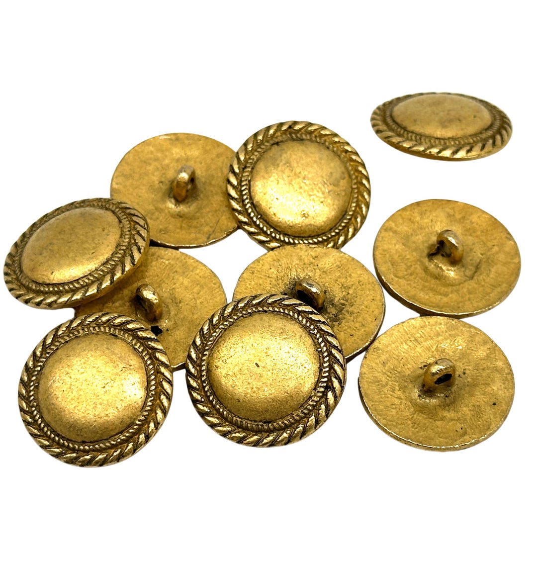 Vintage Matte Gold Rope Border Shank Buttons - Sewing, Jackets (K4029 ...
