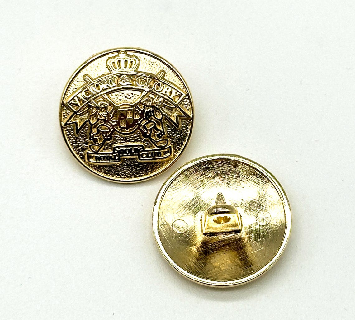 Vintage Royal Golf Club Metal Buttons: Antique Gold & Silver, Set of 12 ...