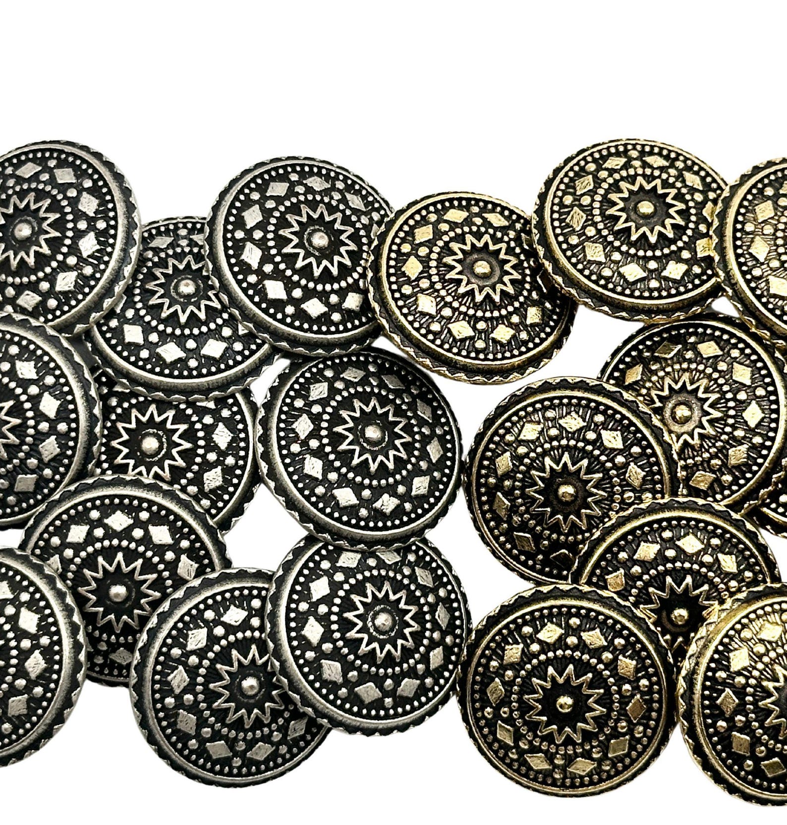Vintage Metal Shank Buttons: Antique Gold & Silver, Italian Crafted ...