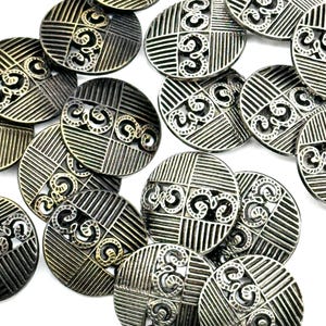 12 Vintage Filigree Metal Shank Buttons: Antique Nickel & Brass - Etsy
