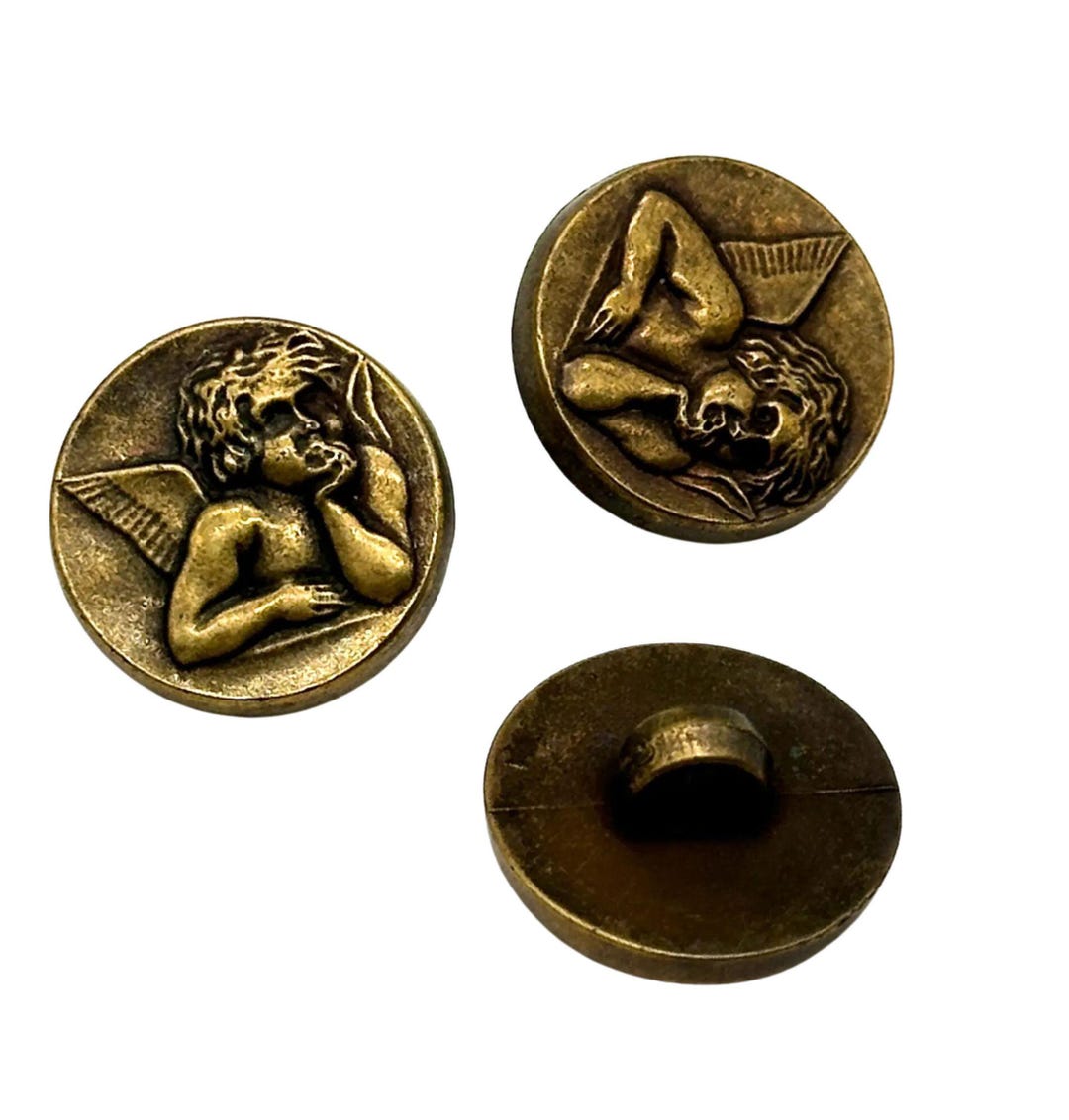 Michelangelo Angel Face Buttons: Antique Brass Sewing Embellishments ...