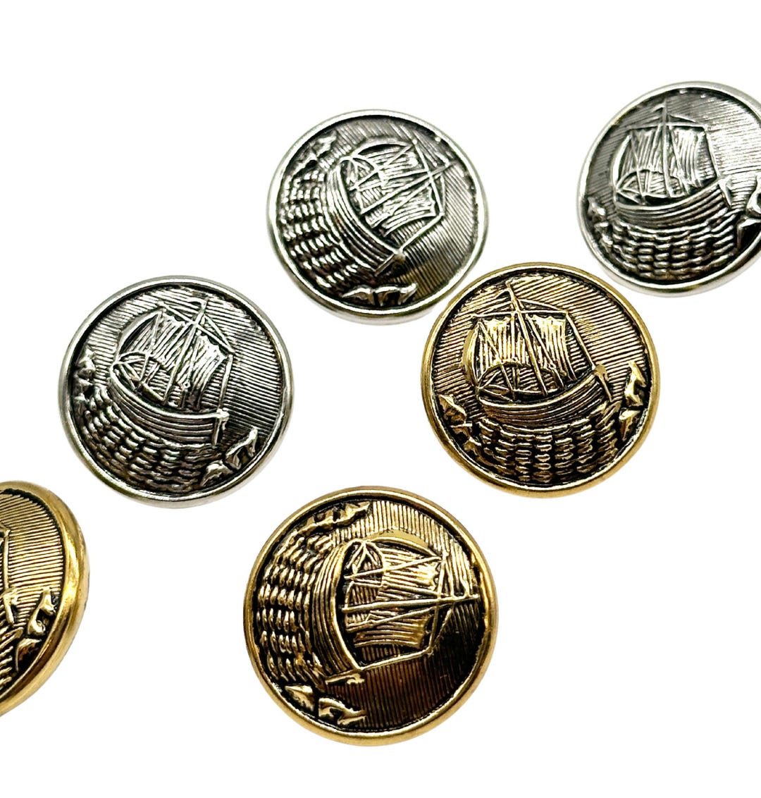 6 Vintage Sailboat Shank Buttons: Metal Nautical Sewing Supplies - Etsy UK