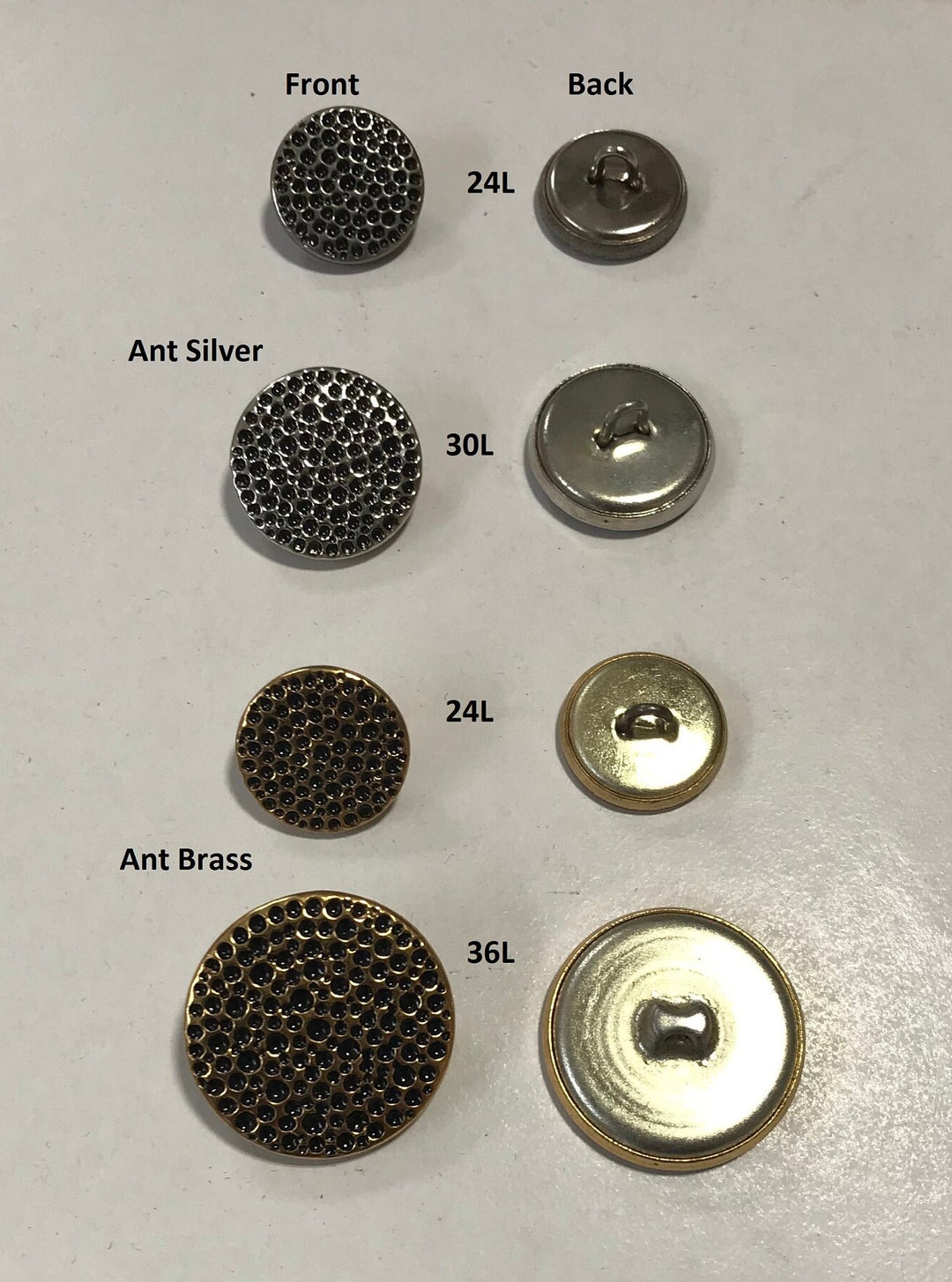 1 Dozen1 Package Vintage pitted Textured Metal Shank Buttons 6369 ...