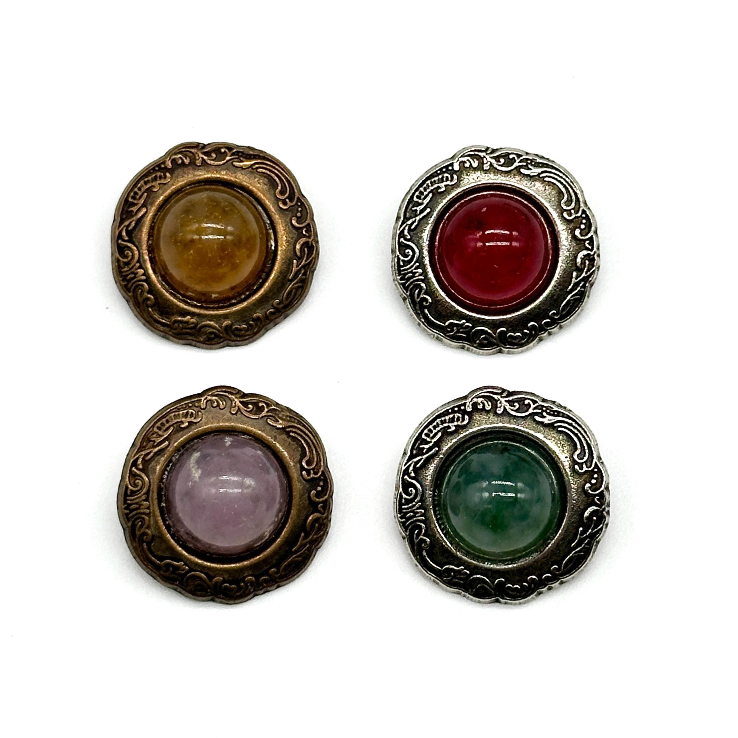 Vintage Glass Cabochon Shank Buttons: Antique Gold/silver, Italian ...