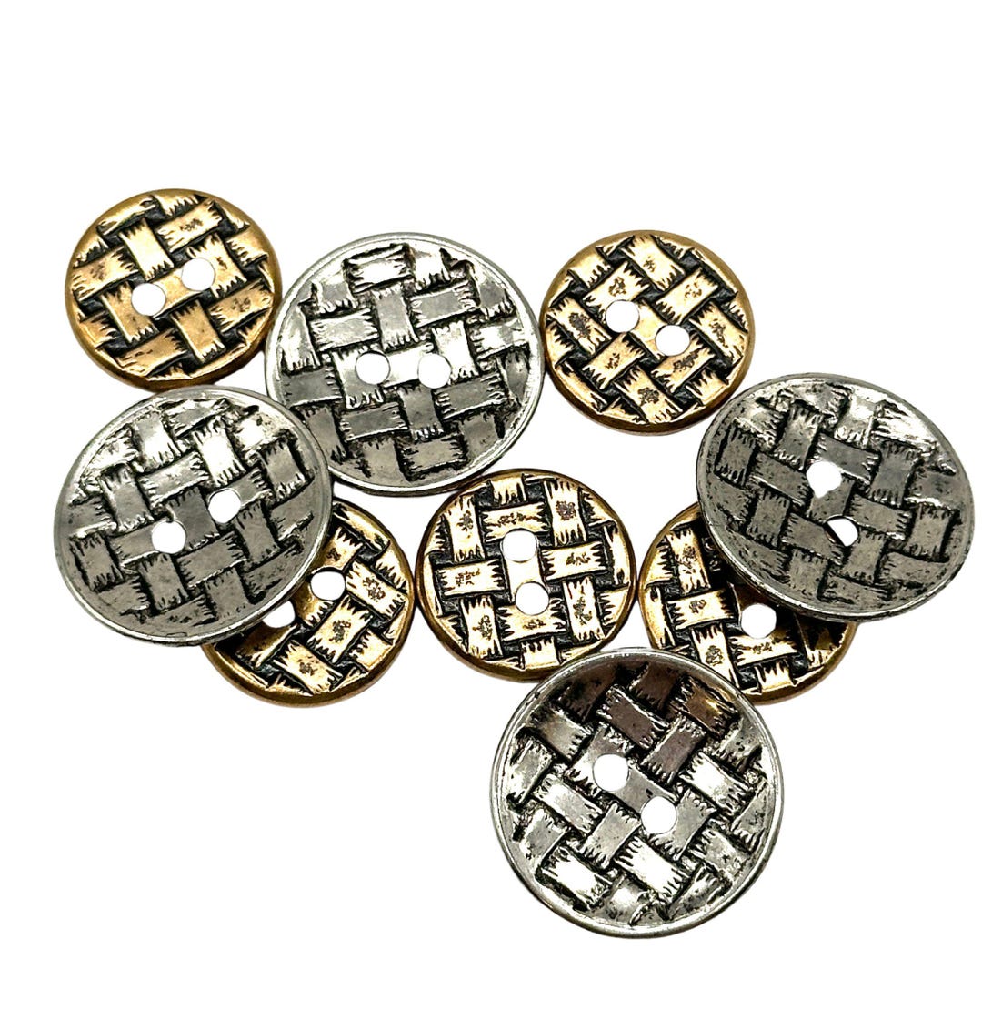 12 Pcs Vintage Basket Weave Metal Buttons: Antique Gold or Silver - Etsy