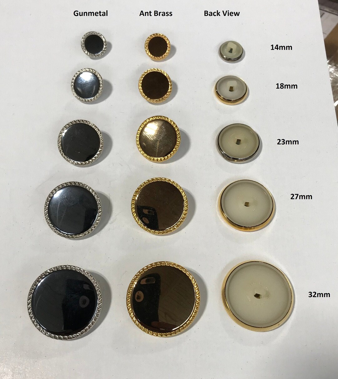 One Package 6 Buttons Vintage Hand Polished Center With a Rope Rim ...