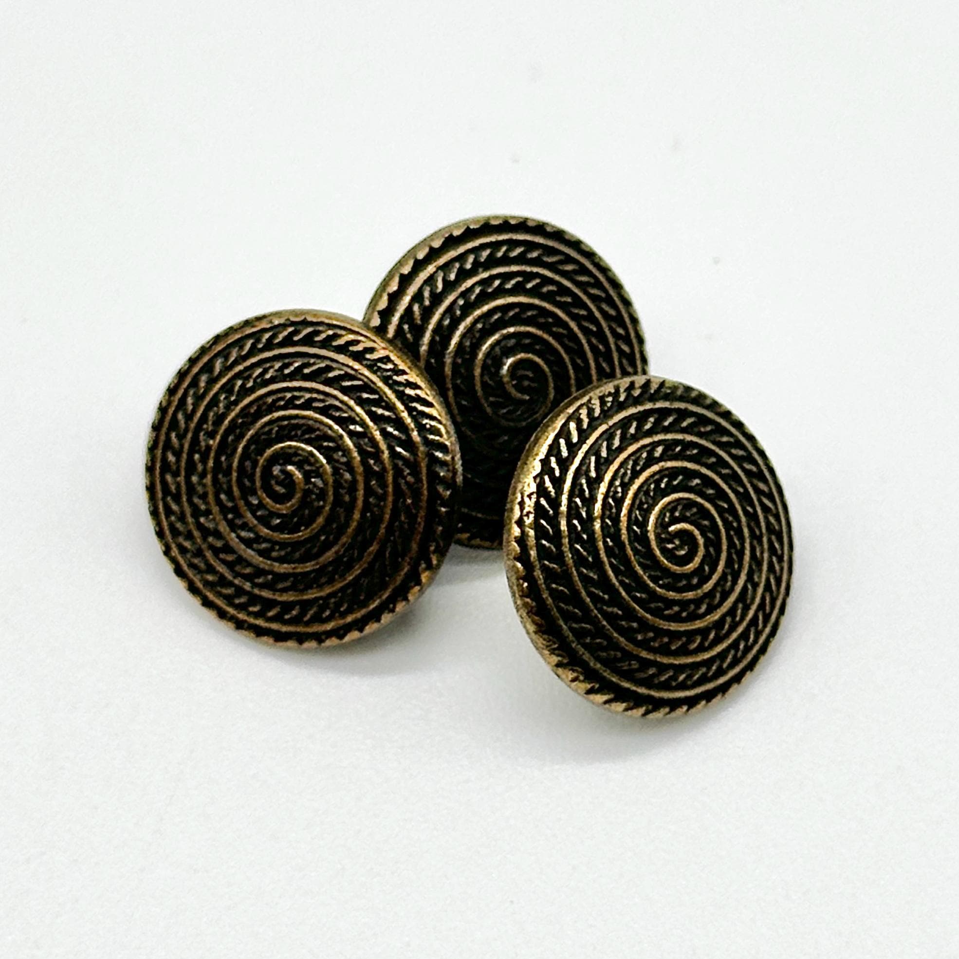 12 Vintage Coiled Rope Shank Buttons: Antique Brass or Silver, Made in ...