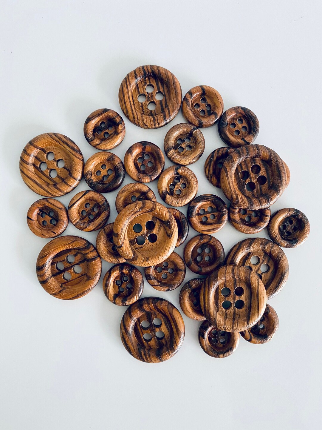 12 Pcs Vintage Burnt Wooden Buttons 1980s Decorative Wooden Buttons for ...