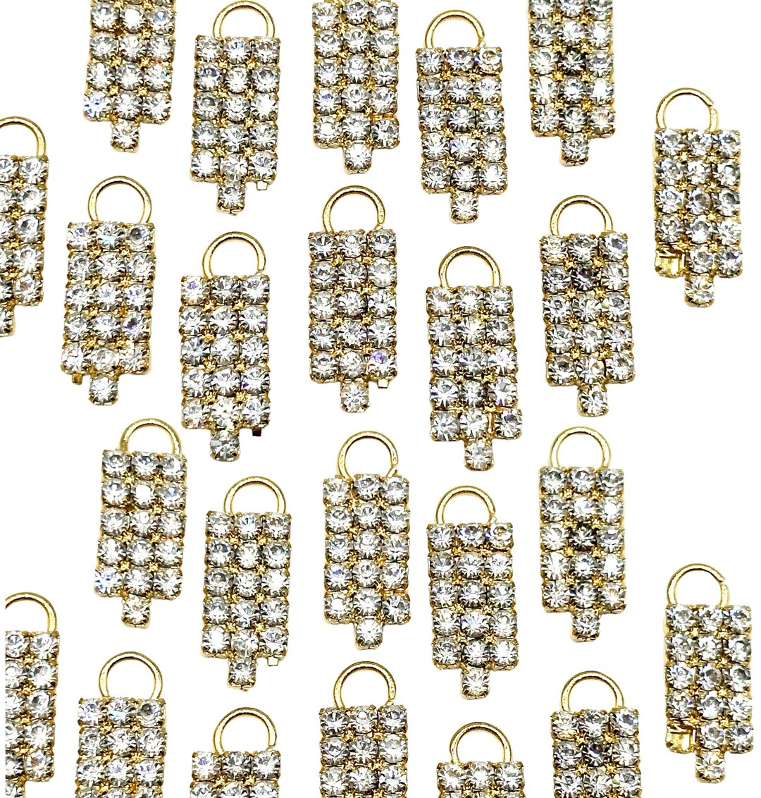 Vintage Rhinestone Zipper Pull Pendant: Gold Sewing Button (10x25mm) - Etsy