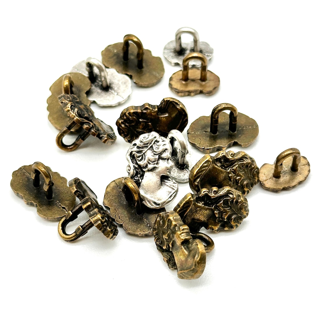 12 Pcs Antique Cameo Shank Buttons Vintage Metal Sewing Supplies ...